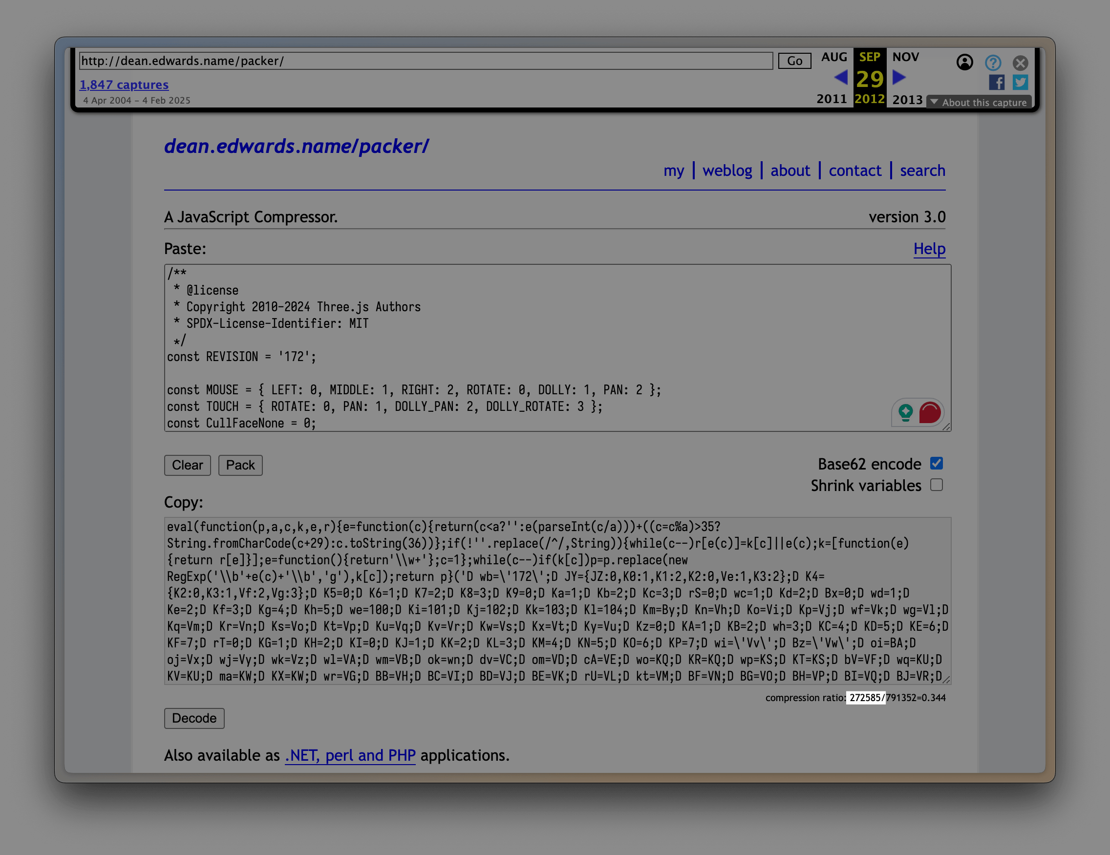 Performance Archaeology: Packer.js, a JS Minifier from 2004 · PerfPerfPerf